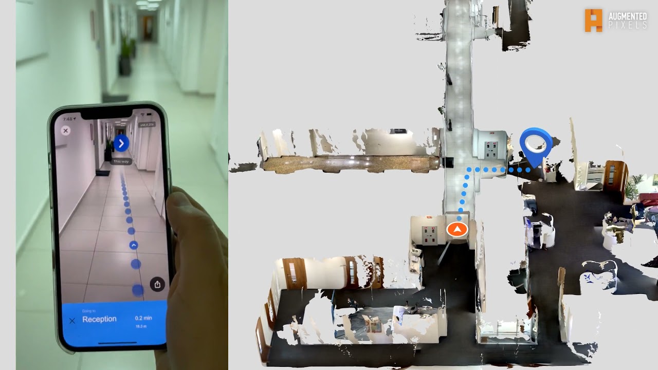 Metaverse: precise localization and AR navigation in an office - YouTube