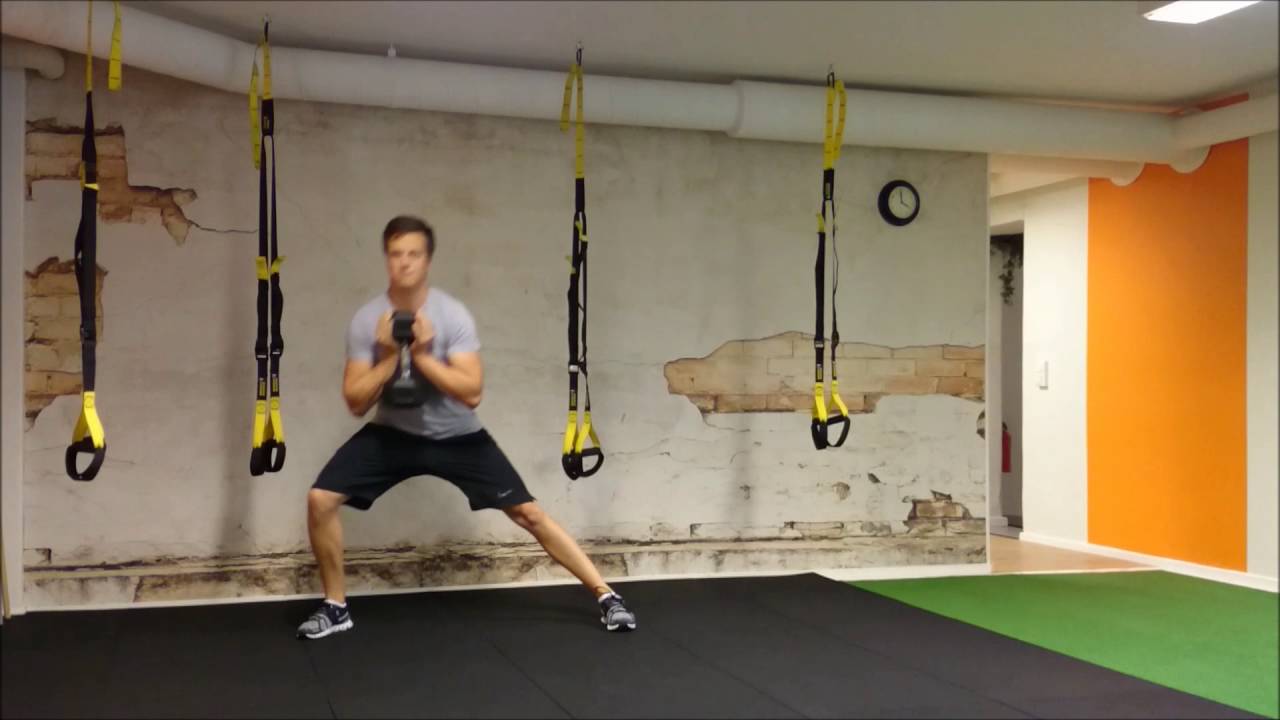 Uppsala träningsstudio - Utfall i sidled (med en hantel) - YouTube