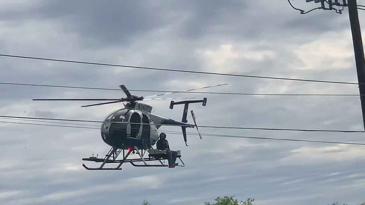 Helicopter power line inspection team. - YouTube