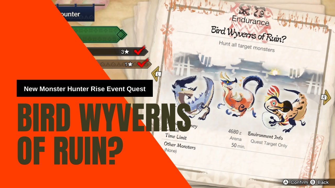 Bird Wyverns of Ruin?: New Monster Hunter Rise Event Quest - YouTube