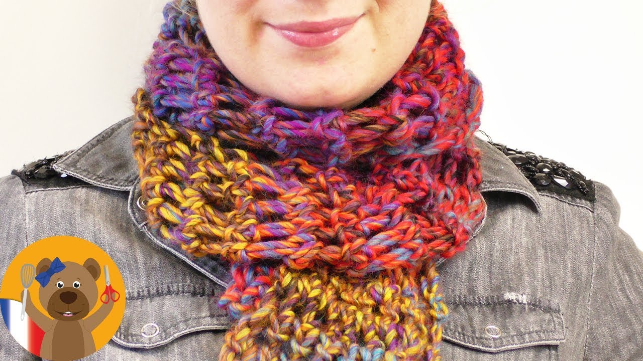 Crocheter sans crochet | Echarpe simple pour débutants à faire avec les ...