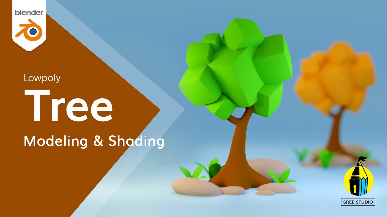 Low Poly Tree Modeling and shading I Time lapse - YouTube