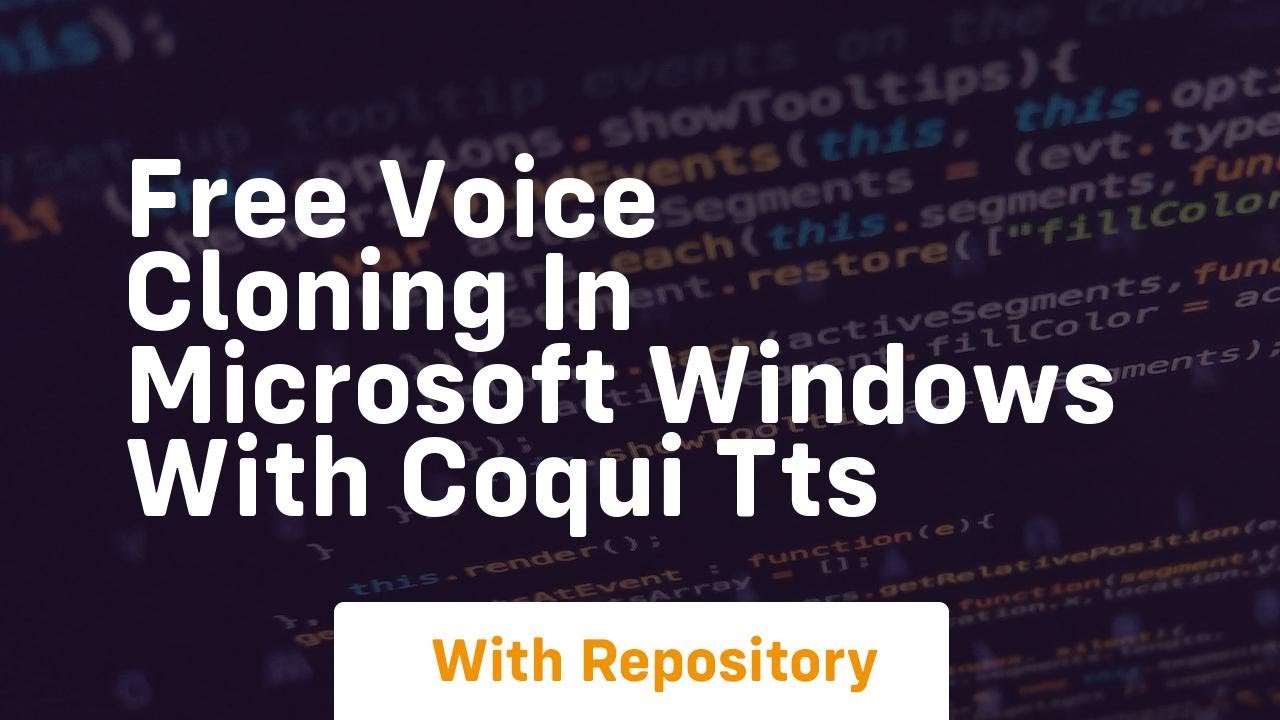 free voice cloning in microsoft windows with coqui tts - YouTube