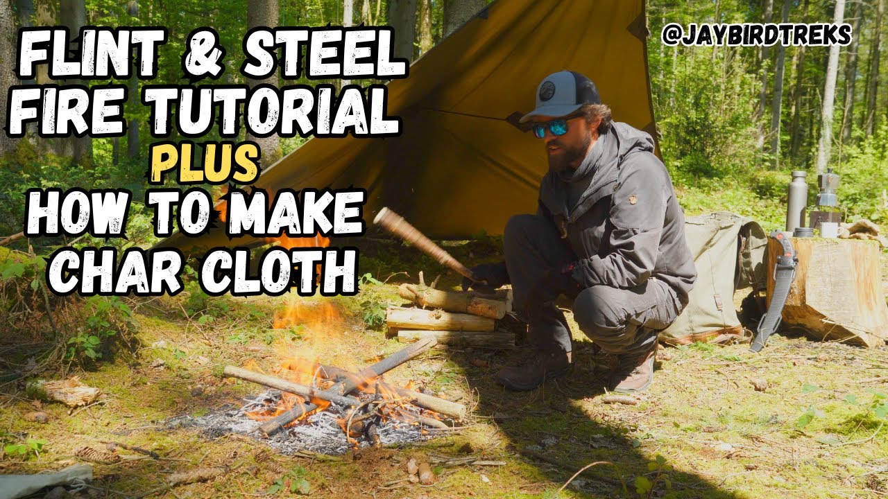 Flint and Steel Fire Tutorial & How to Make Char Cloth - YouTube