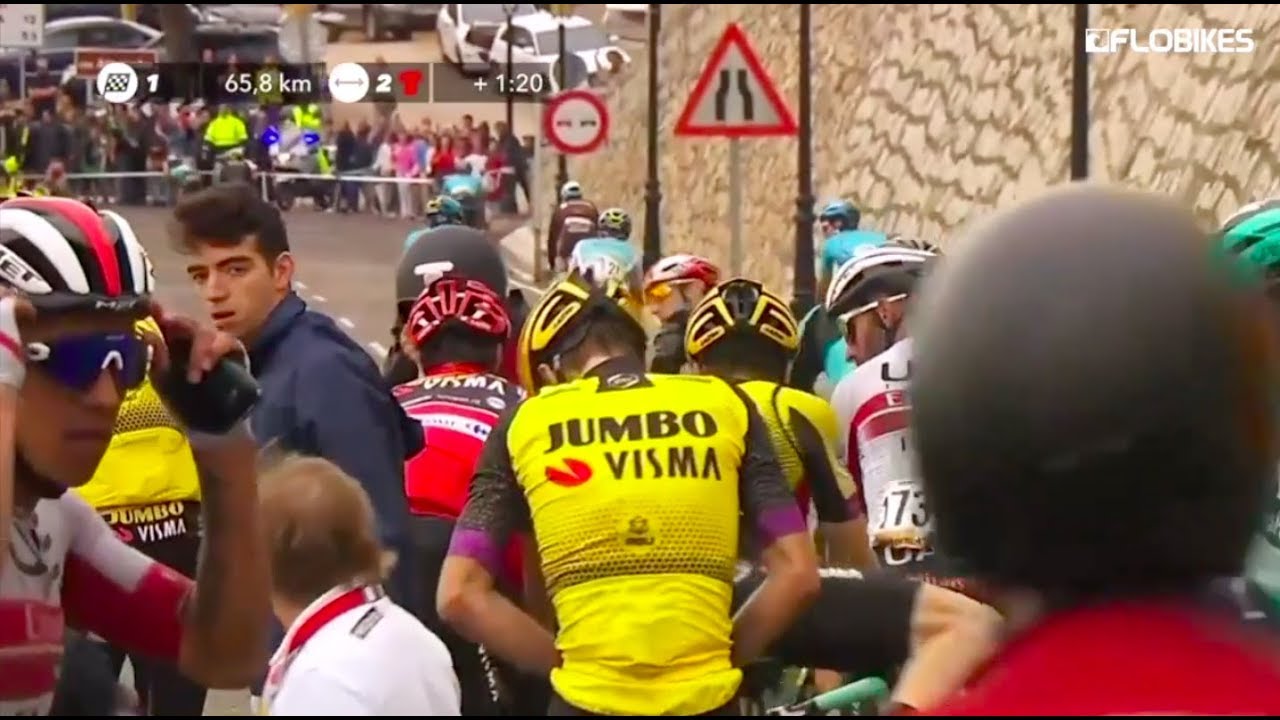 Primoz Roglic MASSIVE CRASH | 2019 Vuelta a España Stage 19 - YouTube