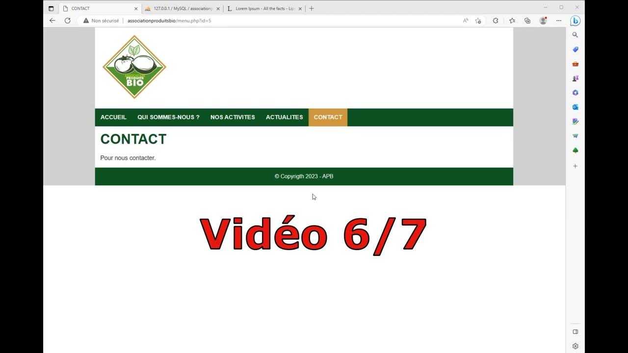 Création site web en PHP - MySQL: Partie I, vidéo 6/7 - YouTube