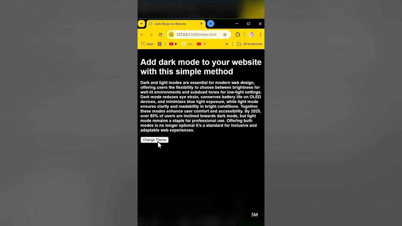 How to Add Dark Mode for Website Html CSS JS - YouTube