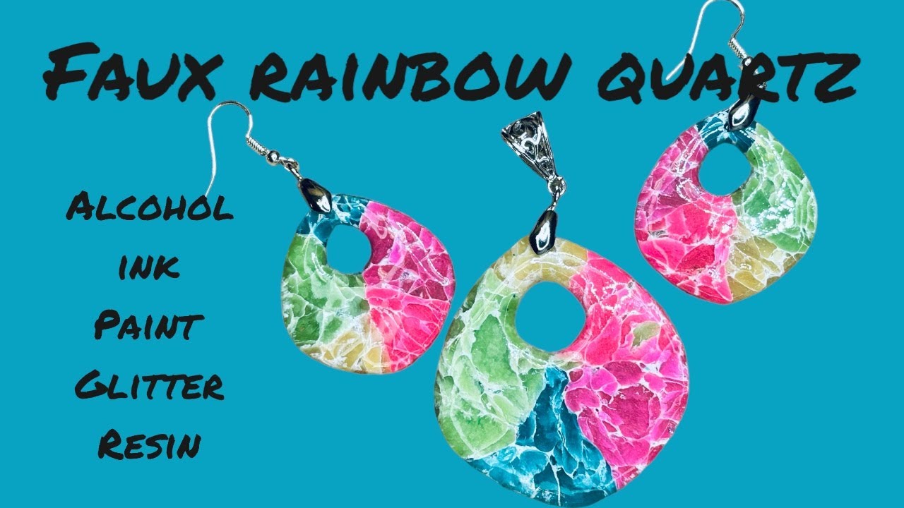 Easy faux rainbow quartz gemstones- polymer clay, alcohol ink, paint ...