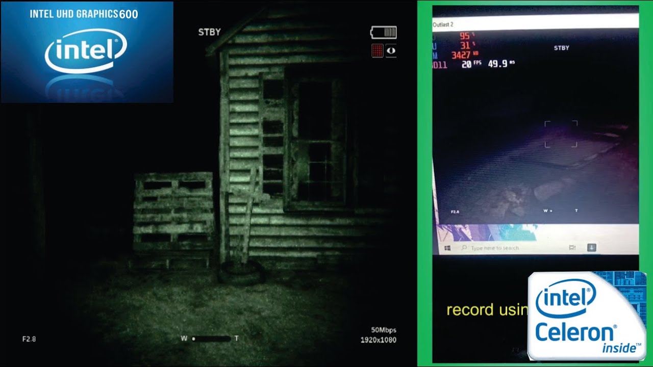 outlast 2 on intel uhd 600 | intel celeron | VRAM 128mb | gameplay ...