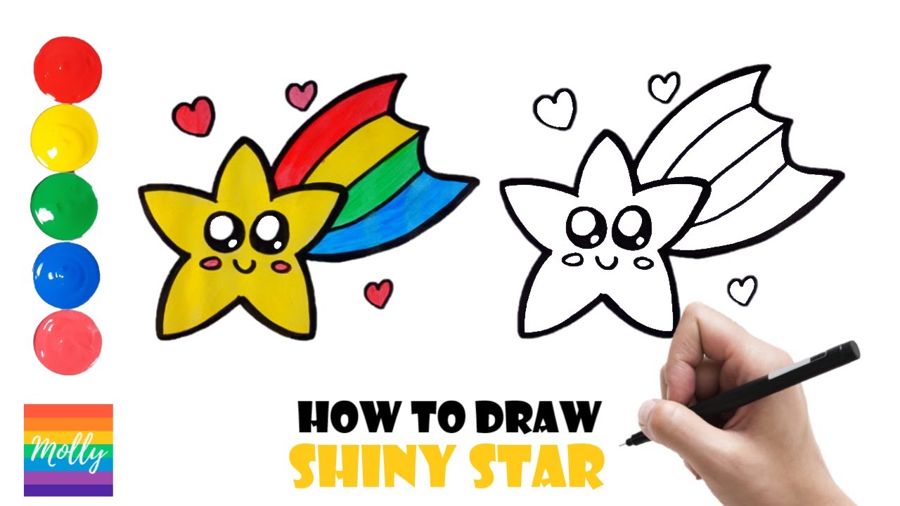 Shiny Star - Drawing and Coloring tutorial for Kids and Toddlers - YouTube