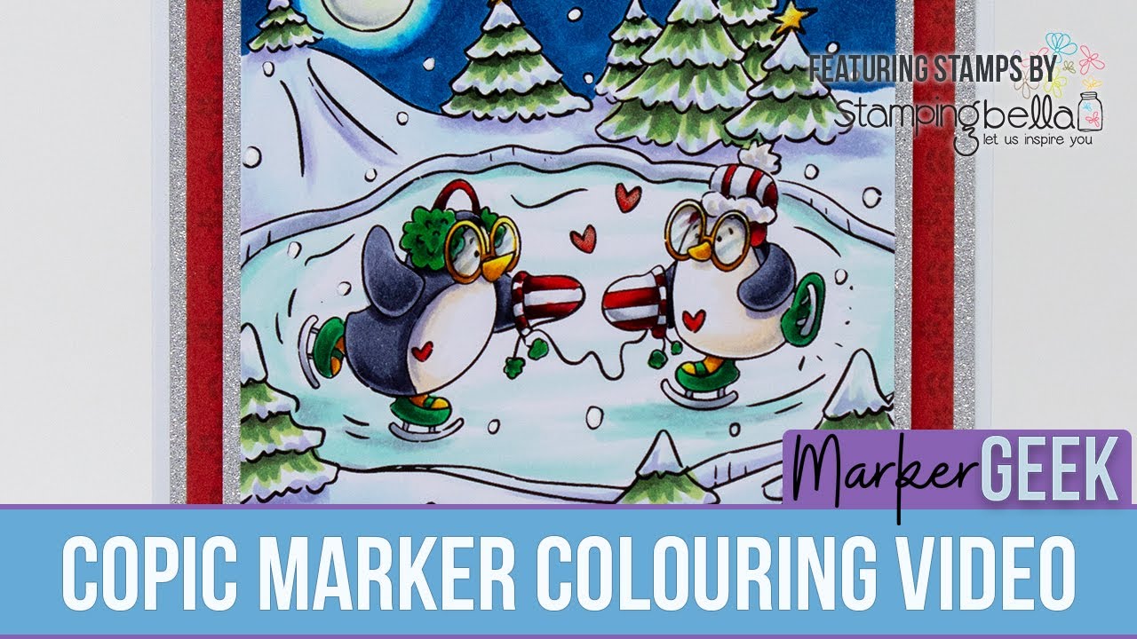 Copic Marker Colouring Stamping Bella Skating Penguins rubber stamp ...