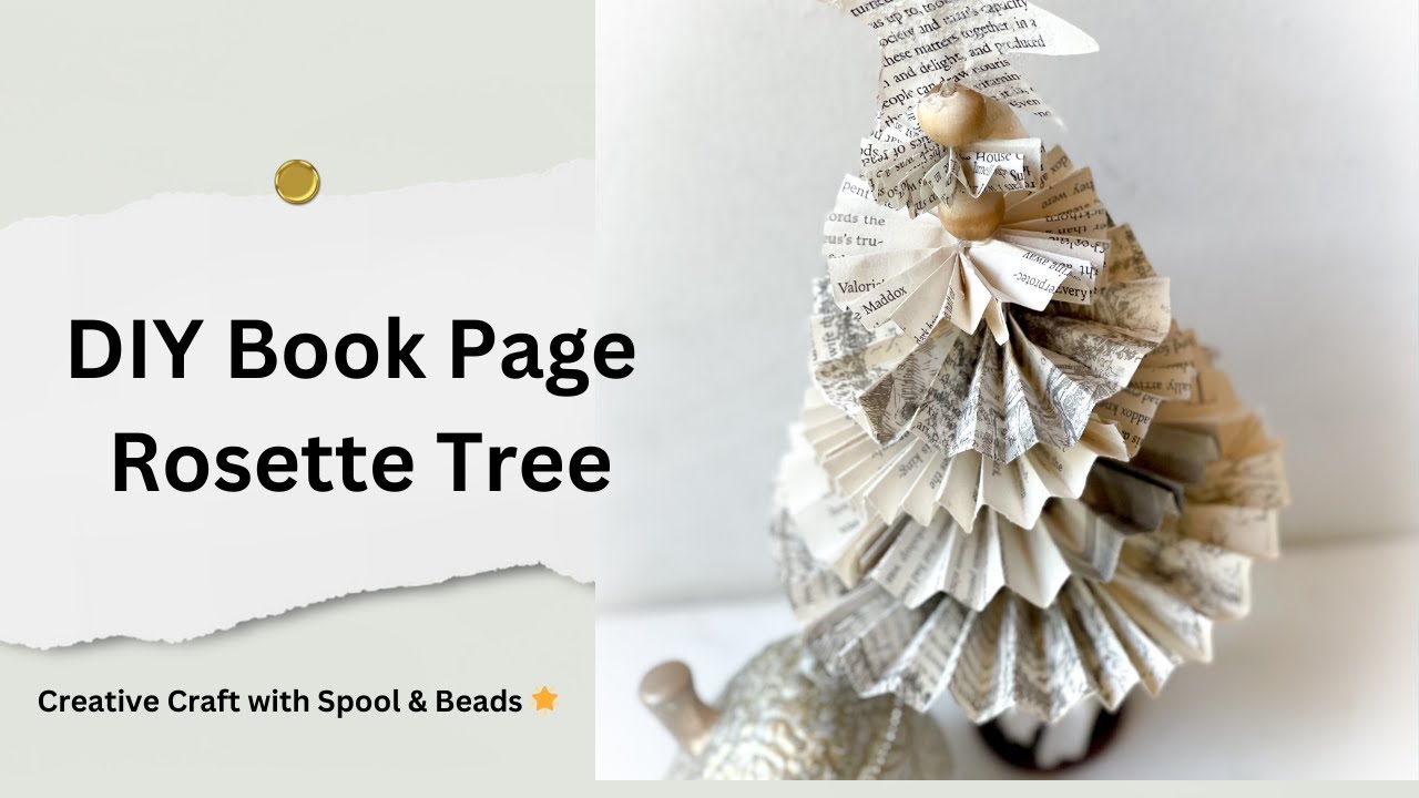 DIY Book Page Rosette Christmas Tree. Easy Vintage Book Page Craft ...