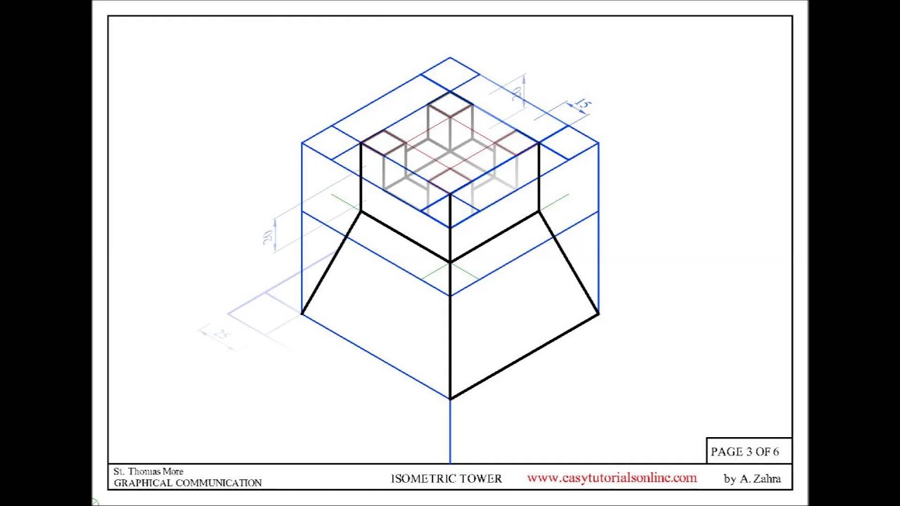 Drawing an isometric tower - YouTube