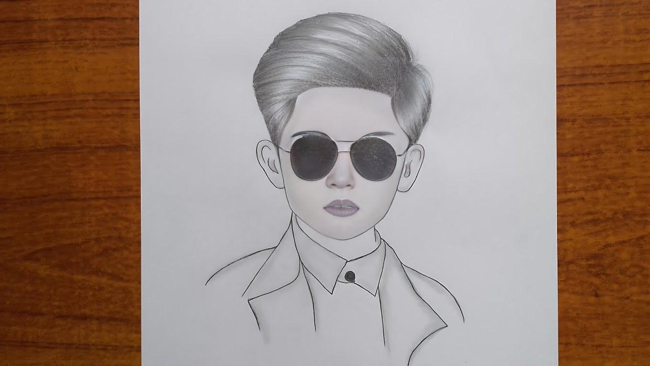 How to draw A boy with Glasses Face - little boy face drawing || step ...
