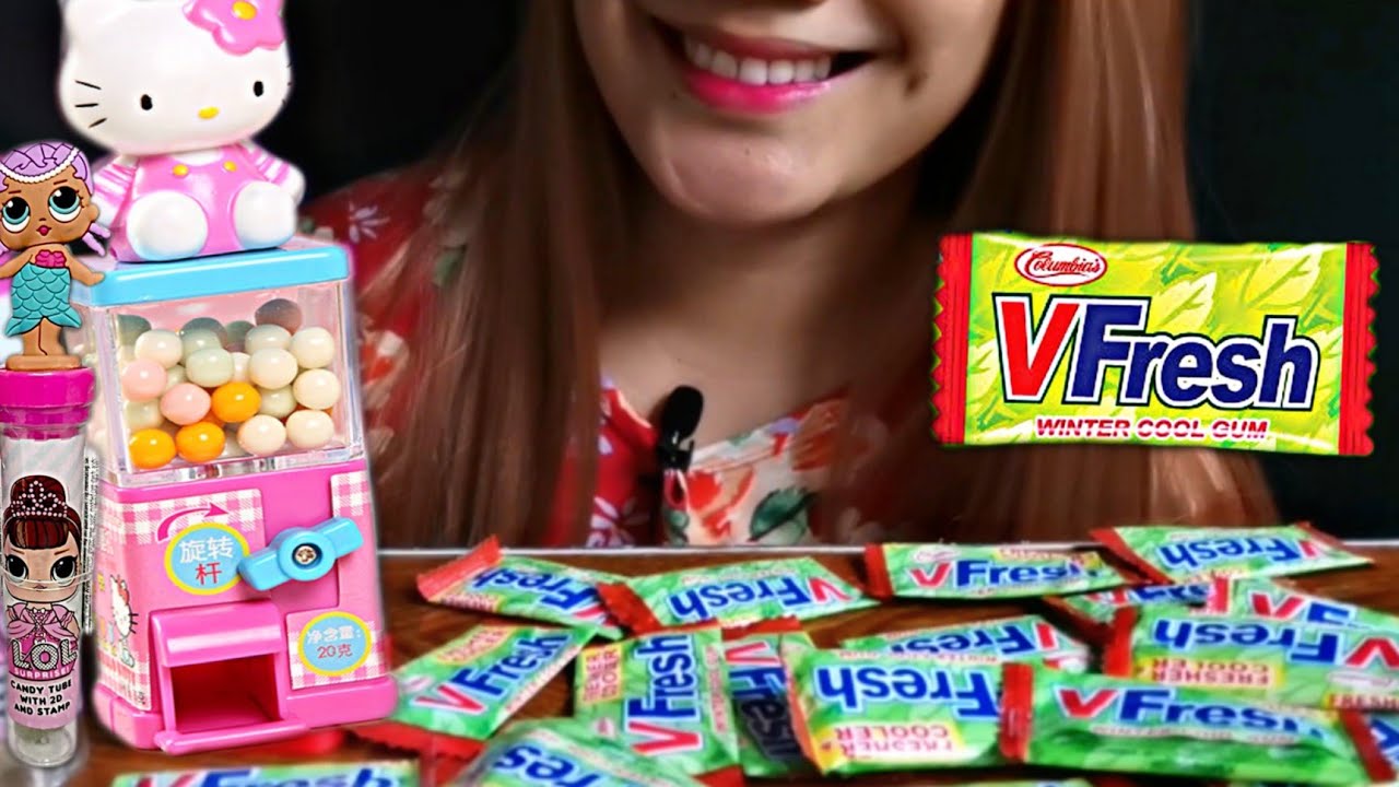 ASMR VFRESH WINTER COOL GUM HELLO KITTY COMPRESSED CANDY | NO TALKING ...
