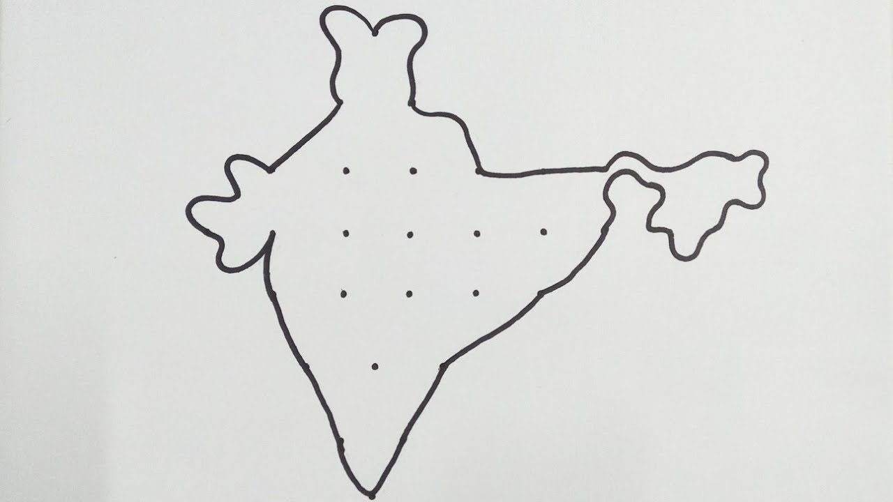 How to draw India map With Dots | Easy India map drawing | Bharat ...