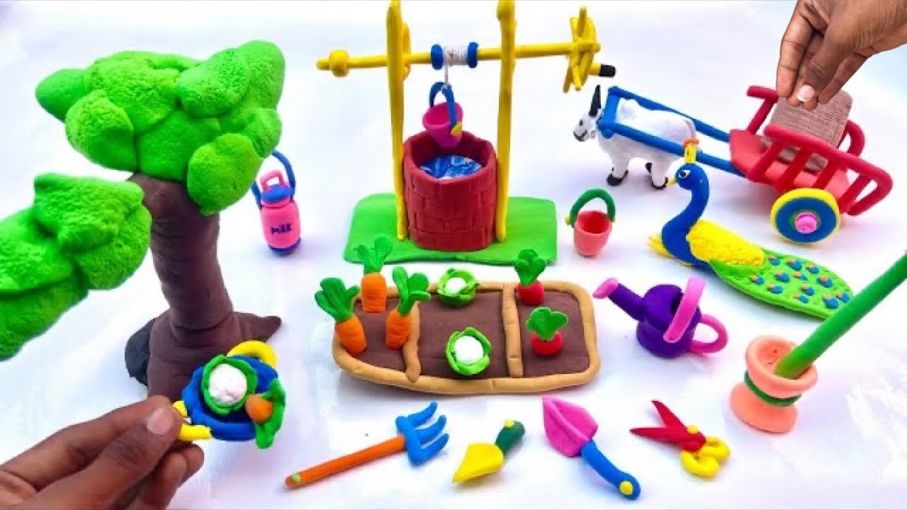 How To Make A Miniature Farm With Well, Peacock , Bullock Cart , Farm ...