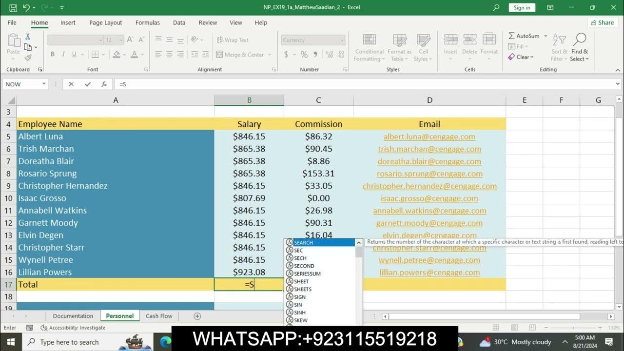 Excel 2019 Module 1 SAM Project 1a | Tabula Insurance Agency | NP_EX19 ...