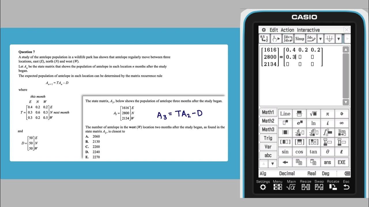 General Maths with ClassPad – solving a matrix equation using ‘Solve’ - YouTube