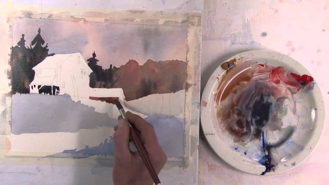 Painting A Landscape Using 3 Colours - YouTube