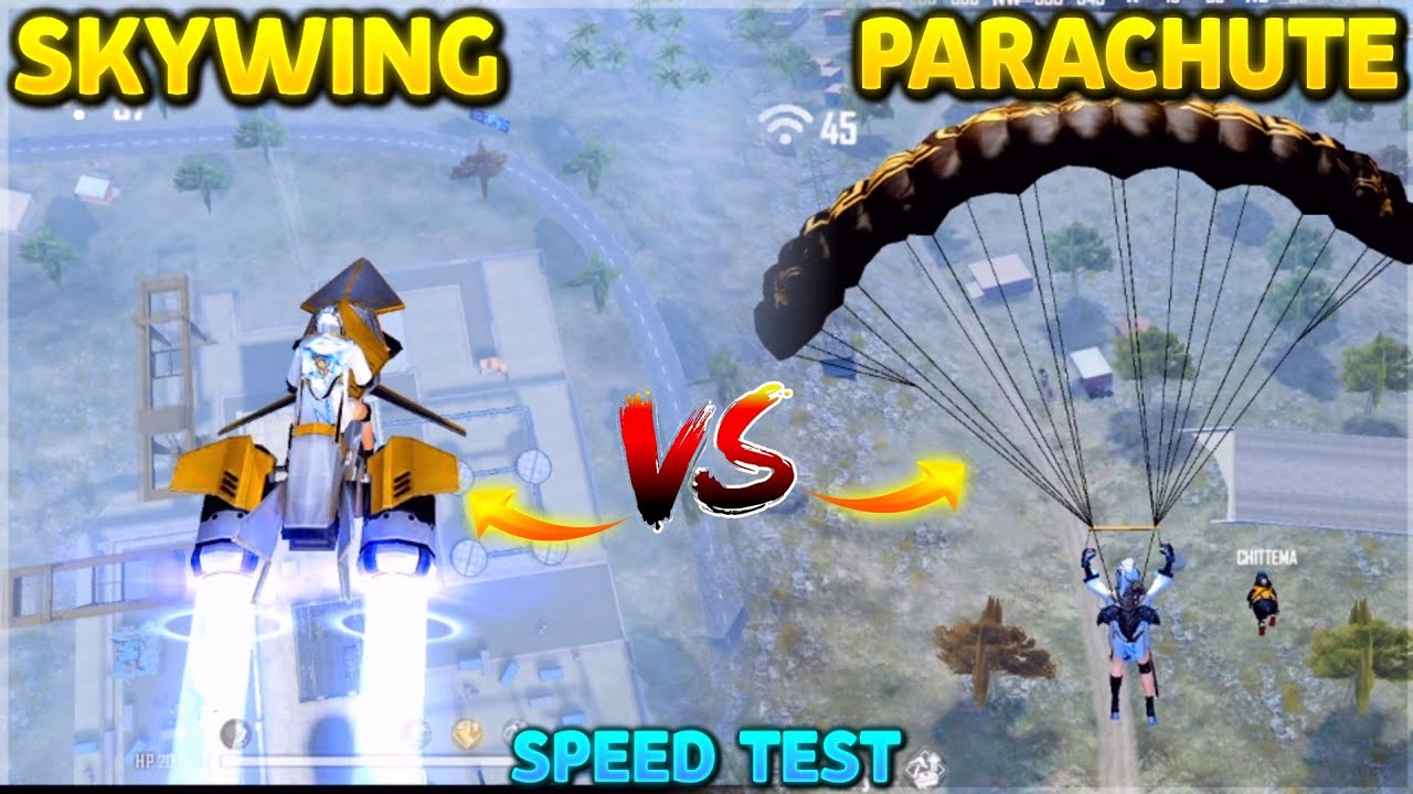 NEW SKYWING VS PARACHUTE | LANDING SPEED TEST | GARENA FREE FIRE #shots ...