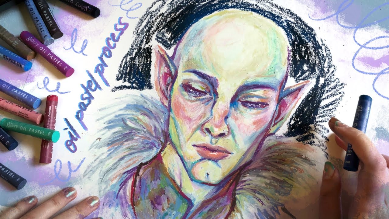 solas oil pastel drawing process - YouTube