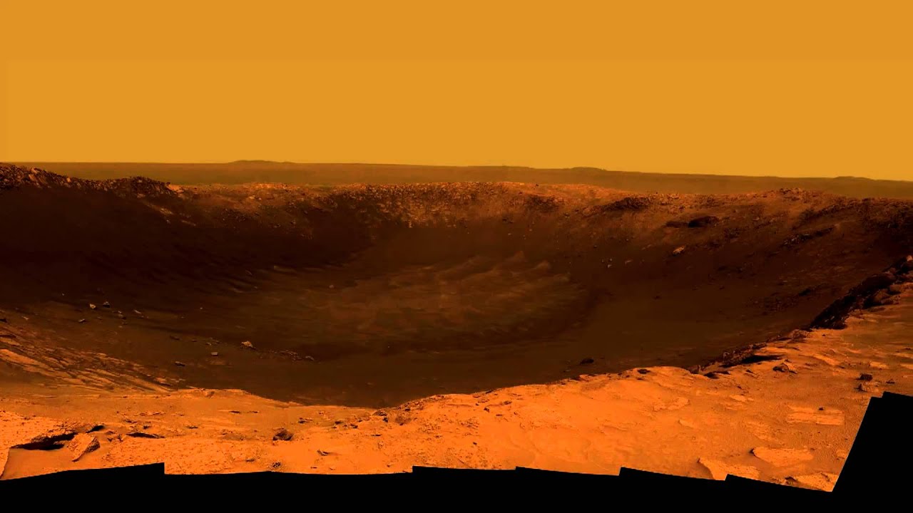 Panorama View of Santa Maria Crater taken by Opportunity Rover - YouTube
