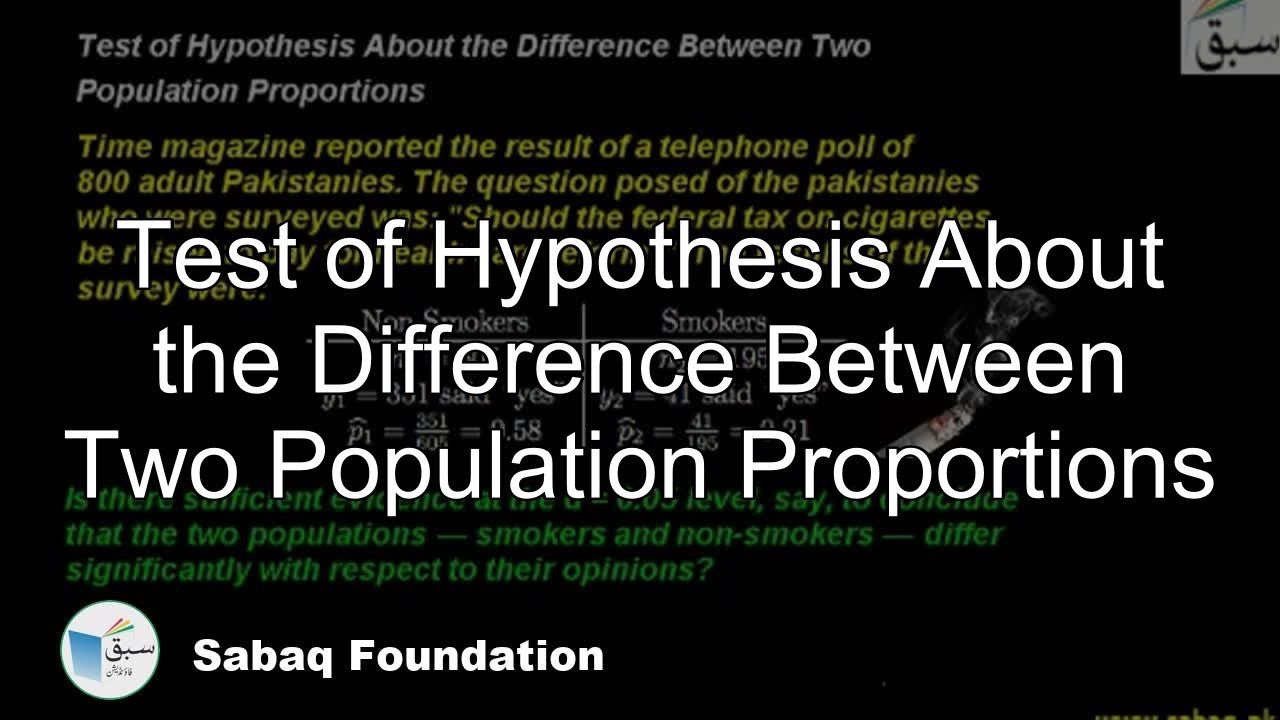 Test of Hypothesis About the Difference Between Two Population ...