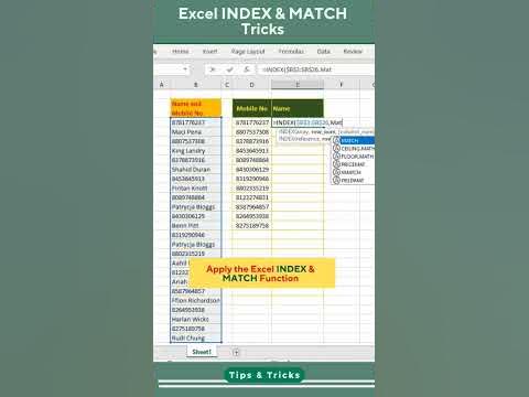 Time Saving Tricks in Excel l How to use Index and Match Function in Excel #excel #tipsandtricks ...