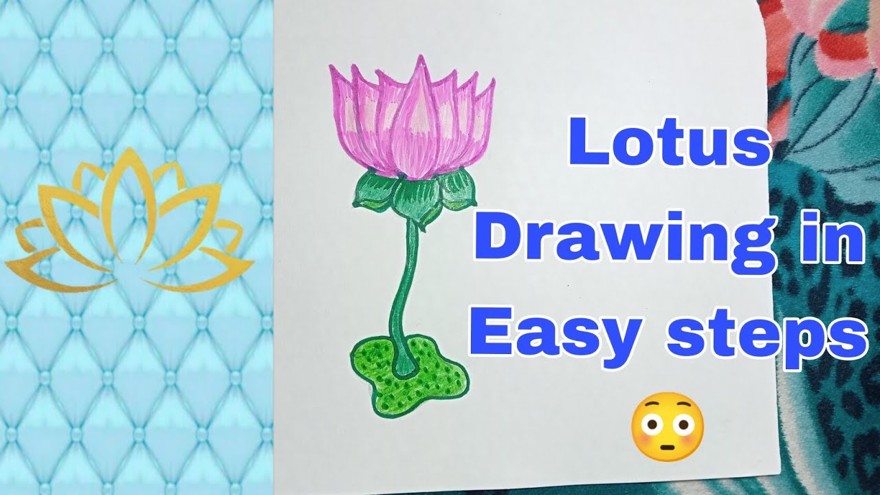 Kamal ka fool || Lotus Drawing in easy steps 🌷 - YouTube