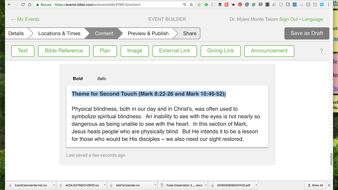 YouVersion Events Example - YouTube