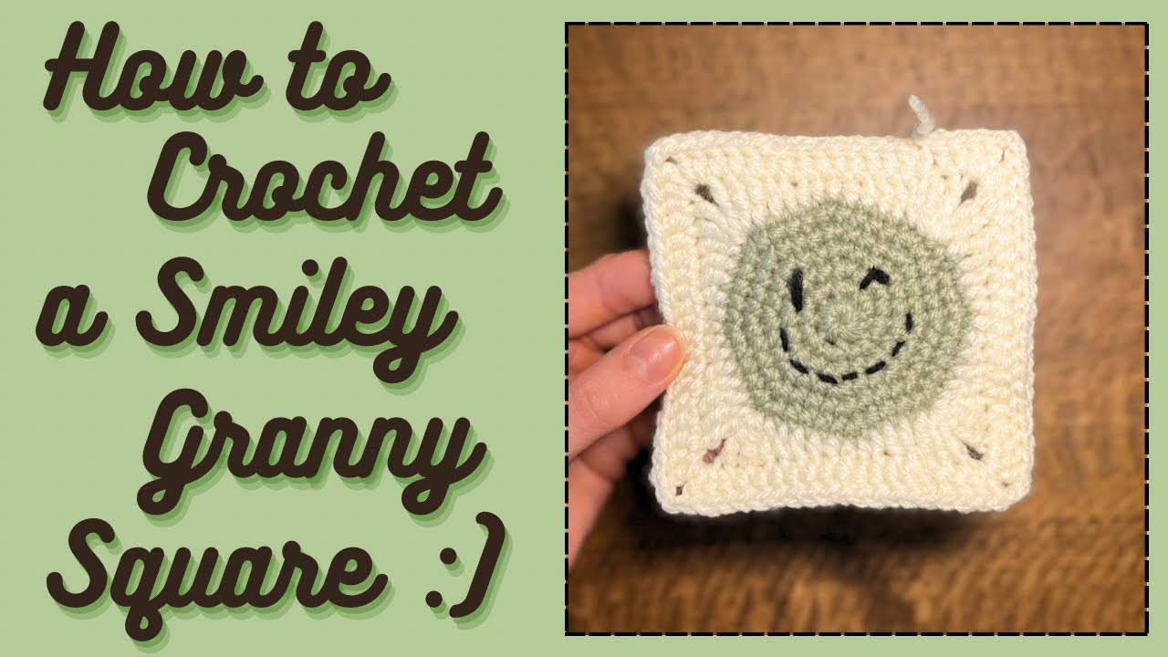 How to Crochet a Smiley Face Granny Square - YouTube