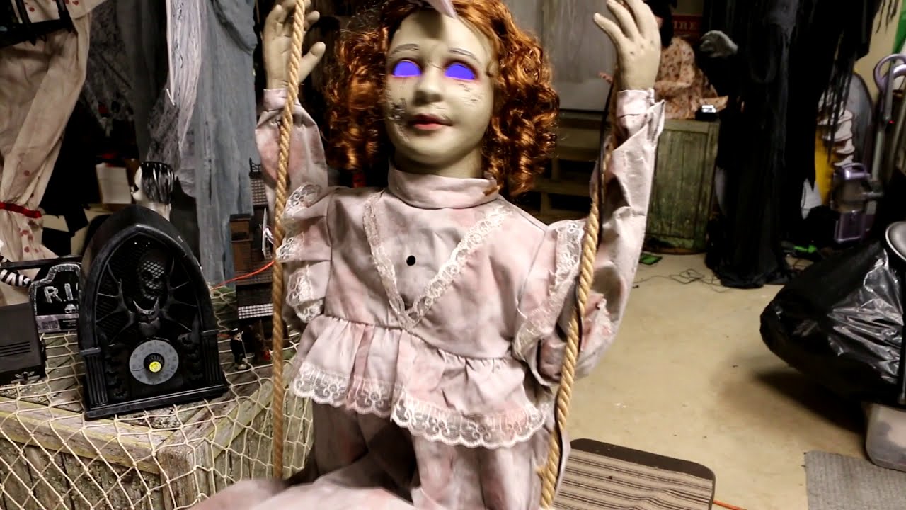 Seasonal Visions Animated Swinging Decrepit Doll Halloween Decoration ...