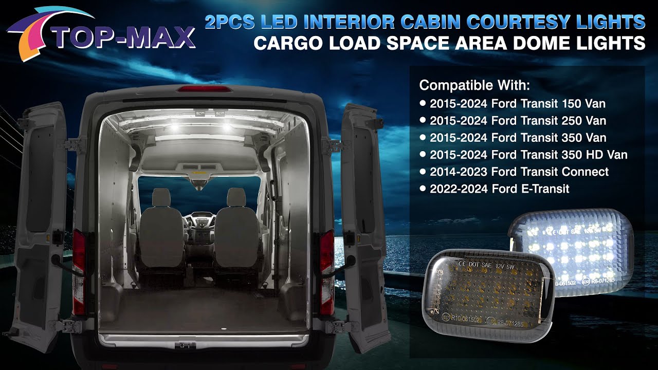 2 Interior Cabin Courtesy Lights Cargo Load Space Area Black Lens for ...