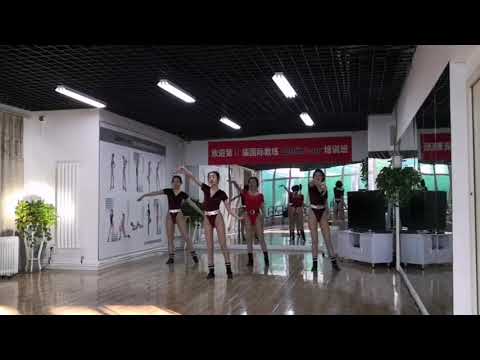 Asian women Aerobic training in thong Leotard and shiny tights