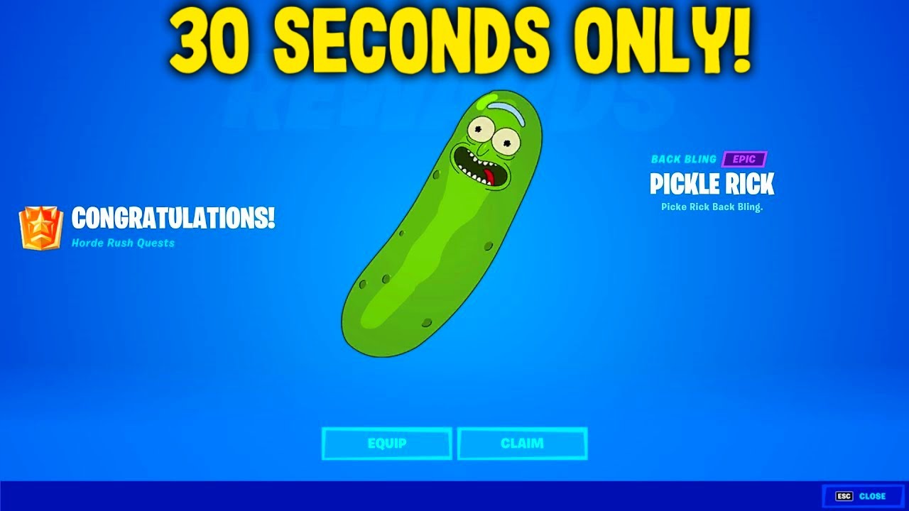 How To GET PICKLE RICK BACKBLING in Fortnite! (Horde Rush Quests) - YouTube