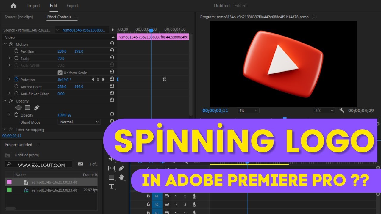 How to Spin Logo in Adobe Premiere Pro - YouTube