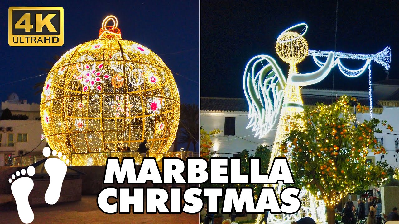 MARBELLA Spain Night Costa del Sol Andalucia Christmas Winter Walking ...