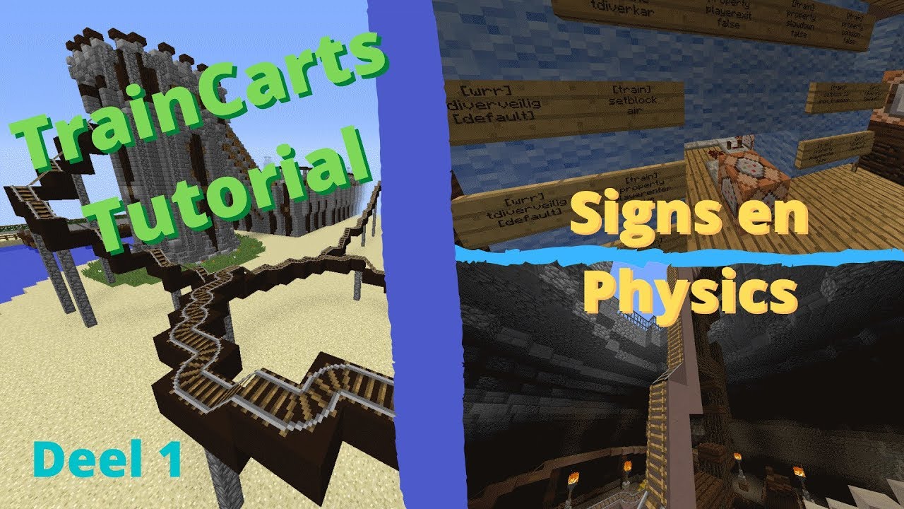 TRAINCARTS TUTORIAL #1 - SIGNS EN PHYSICS | Minecraft - Tutorial - YouTube