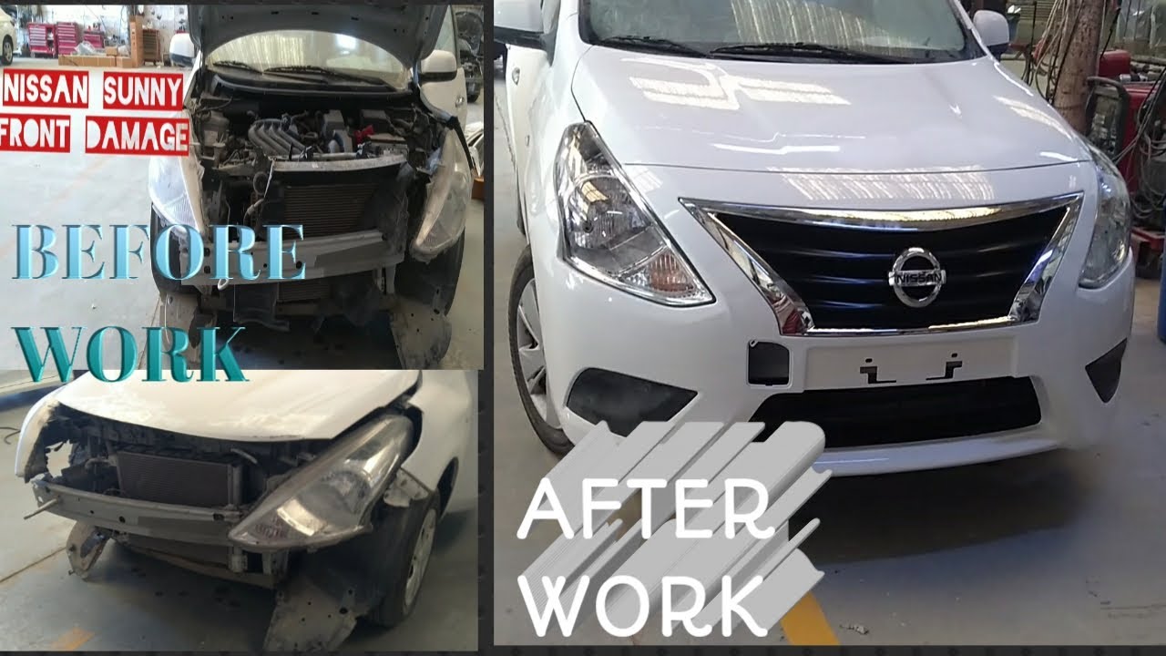 nissan sunny front damage repair an replaceनिसान सनी फ्रंट डैमेज रिपेयर ...