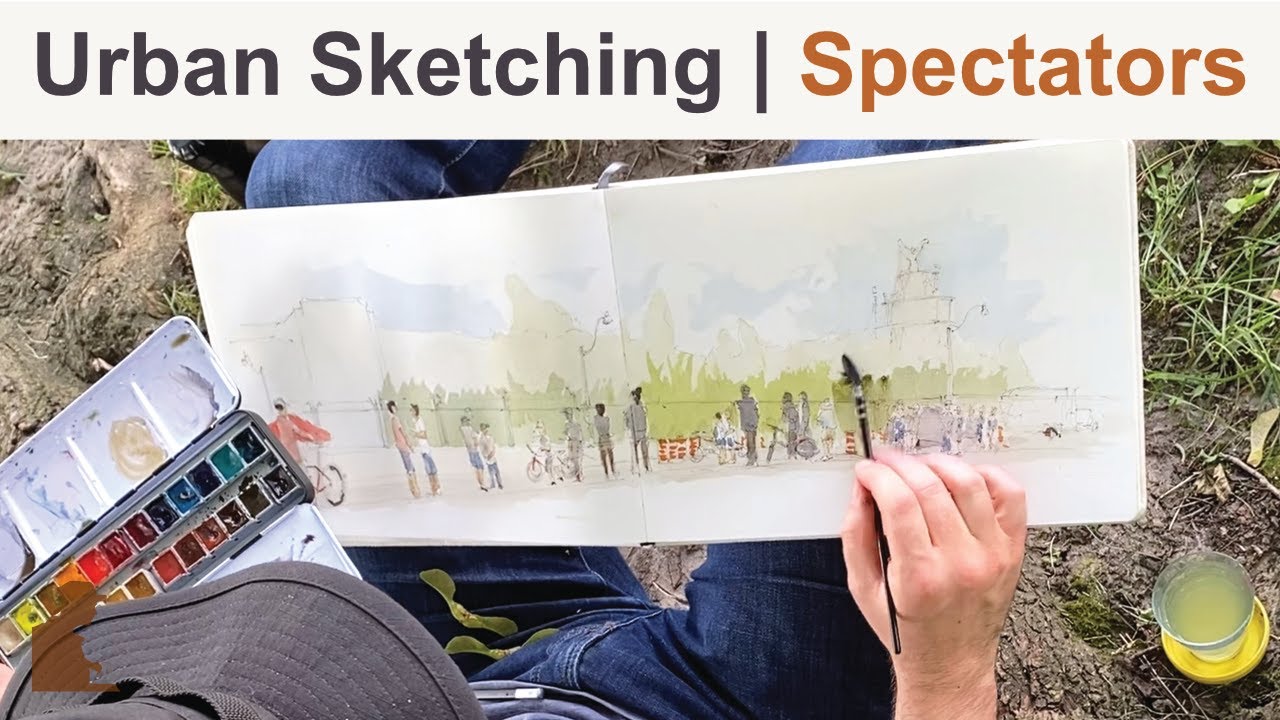 How I Sketch Spectators with Pen and Watercolor - YouTube