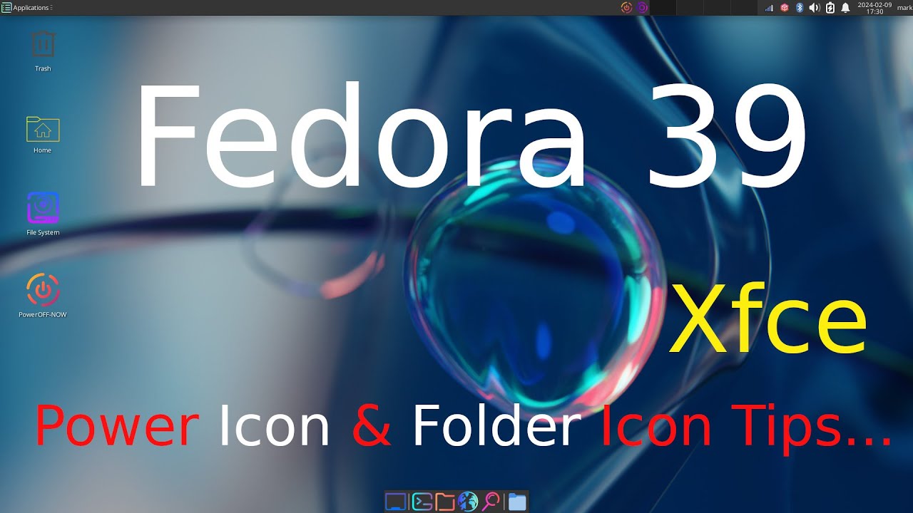 Fedora 39 - Xfce - Power Icon & Icon Theme Tips. - YouTube