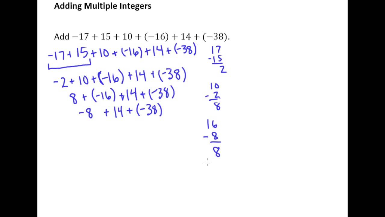 2 2b Adding Multiple Integers YouTube 2 2b Adding Multiple Integers YouTube