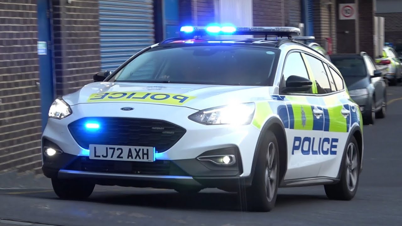 Two Sussex Police, Marked Ford Focus Active response cars, responding ...