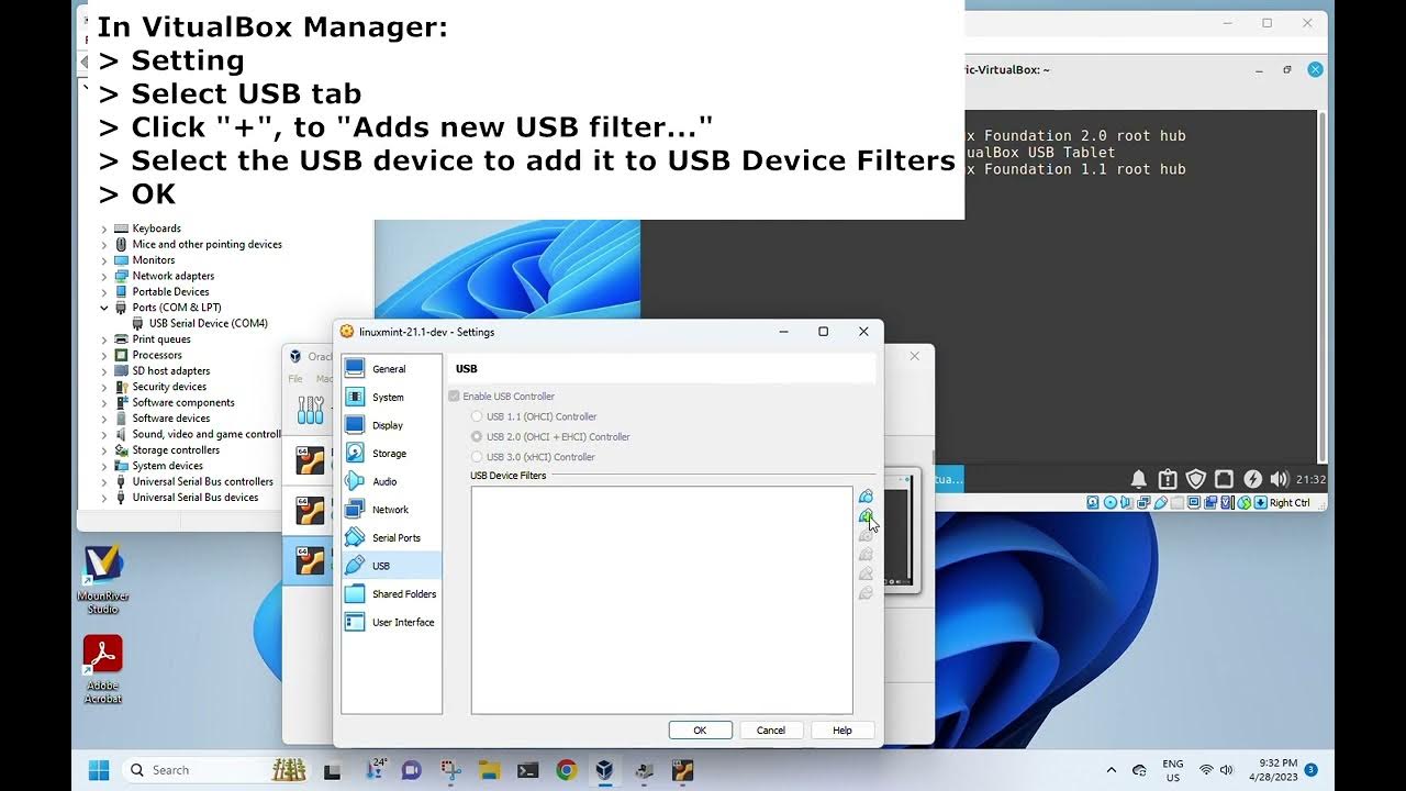 Add USB Filter in VirtualBox to make USB device auto attach - YouTube