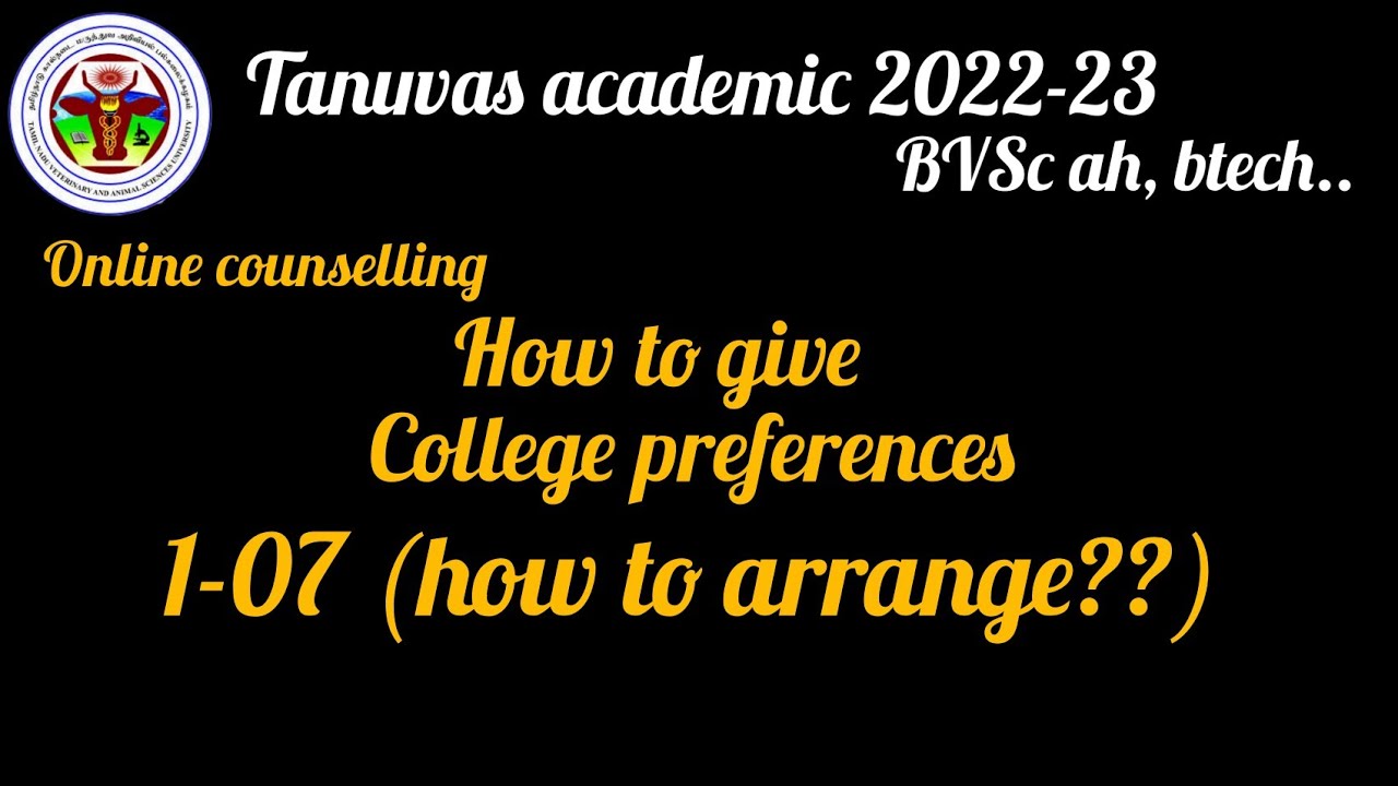 Tanuvas online counselling college preference tricks💙 - YouTube