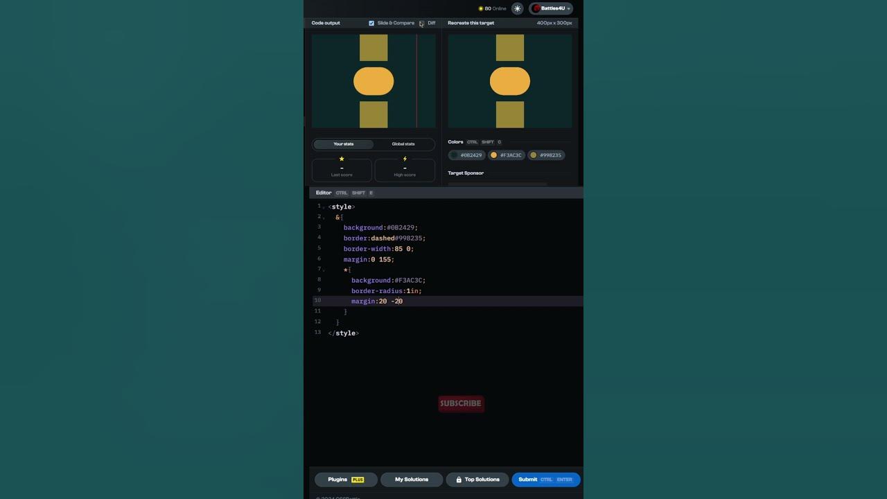 20/10/2024 - CSS battle - Daily Challenge - 100% Match #css #html #cssbattle #shorts #battles4u ...