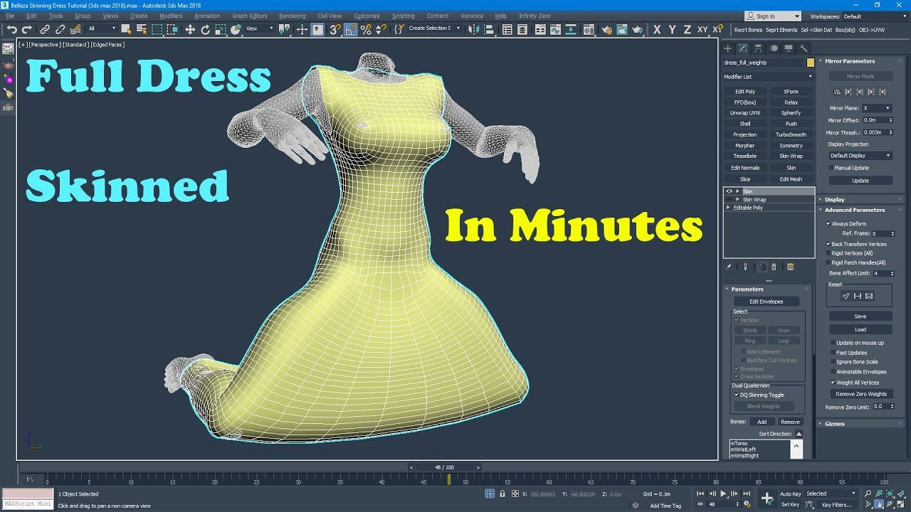 Skinning a full dress easily using 3ds Max - YouTube