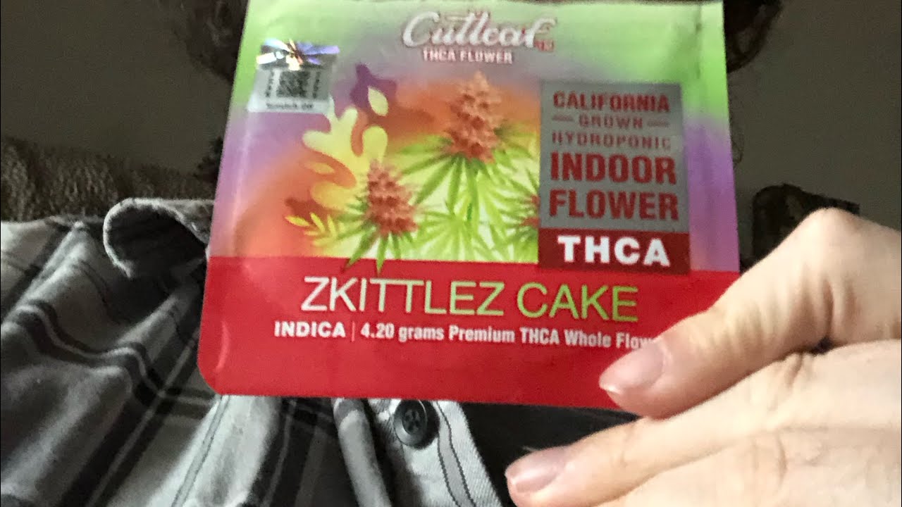 Cut leaf Zkittlez cake indica Flower review - YouTube