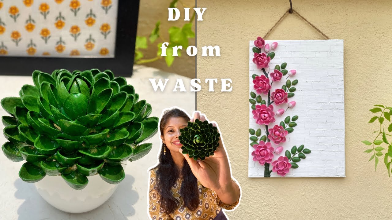 Home Decor DIY from Waste Materials | Pista Shell Crafts - YouTube